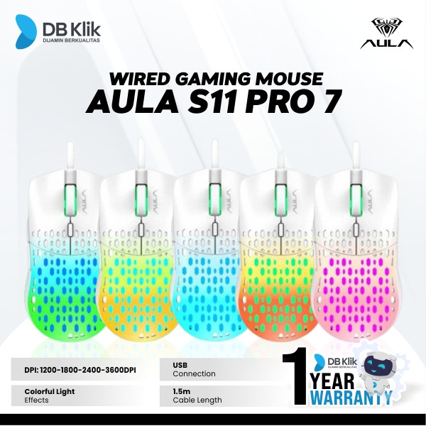 Jual Aula Mouse Gaming S11 Pro 7 Wired Usb Buttons 4 3600Dpi - S11 Pro ...
