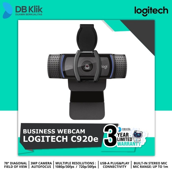 Jual Logitech C920e Webcam FHD Built in Microphone Auto Focus | Shopee ...