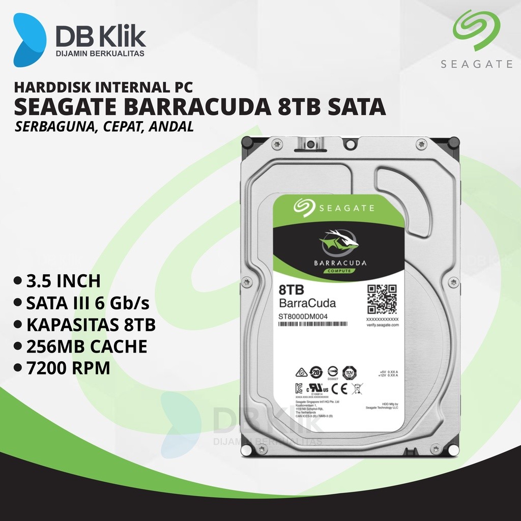 Jual SEAGATE BarraCuda Hardisk 8TB SATA | Shopee Indonesia