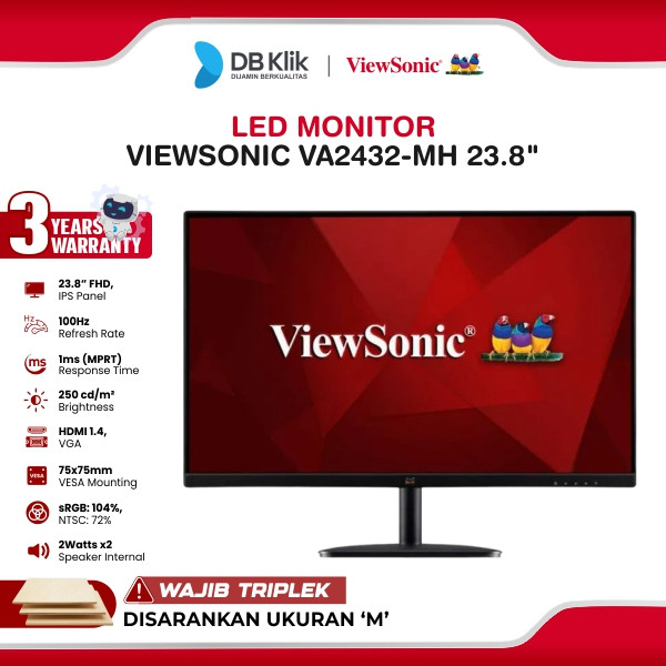 Jual VIEWSONIC LED Monitor VA2432-MH 24" IPS FHD 100Hz 1ms AMD FreeSync ...