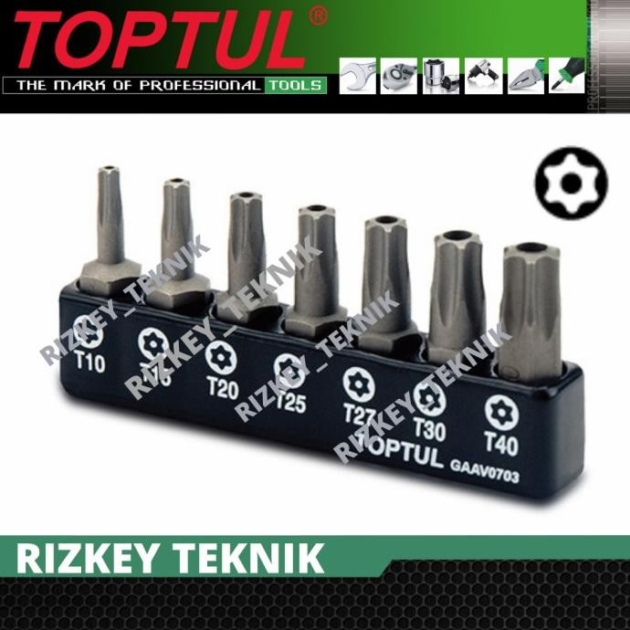 Jual Star Tamperproof Screwdriver Mata Bit Set 7Pcs 1/4"(T)Toptul Gaav ...