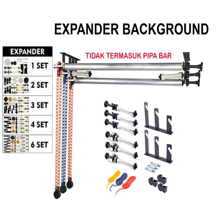 Jual NEW Expander 3 set Background Bar Manual Stand kain Layar Roller ...
