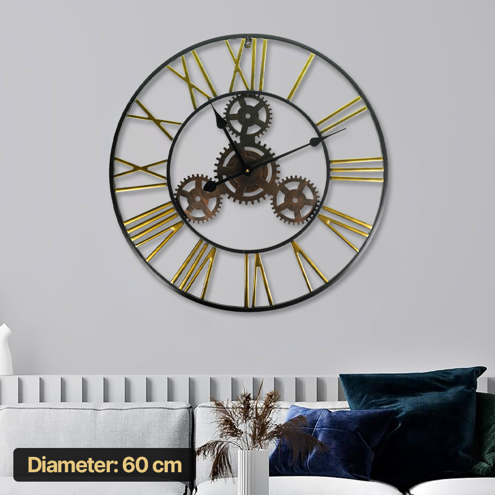 Jual Jam Dinding Besi Industrial Gear Clock Silent Movement 60cm - LK ...