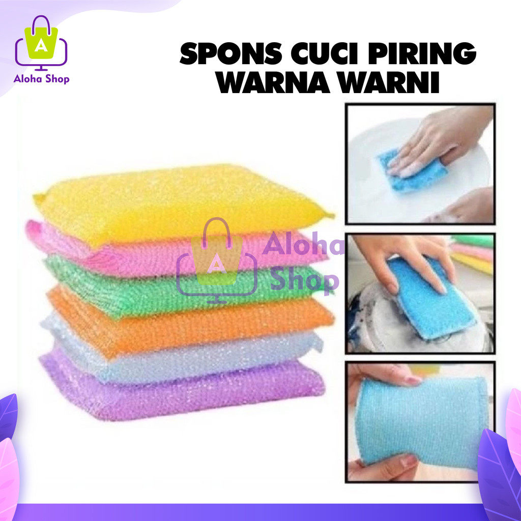 Jual AS Spons Cuci Piring Warna Warni Spon Sponge Sabut Jaring Alat ...