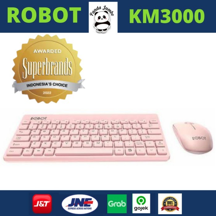 Jual HARGA DISC - KEYBOARD + MOUSE WIRELESS MINI ROBOT KM3000 - PINK ...