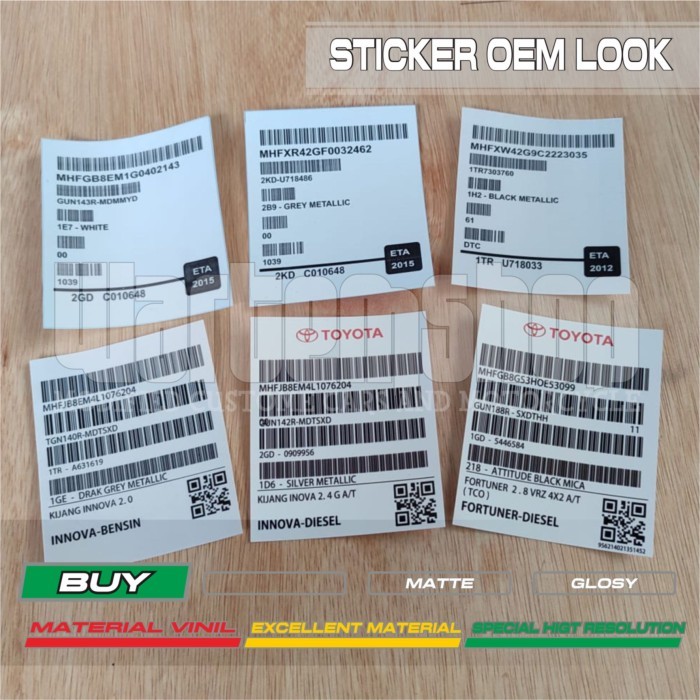 Jual Sticker Barcode Toyota Innova Fortuner All Gen | Shopee Indonesia