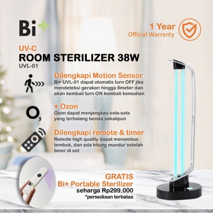 Jual Bi+ UV LAMP STERILIZER Sterilisasi Ruangan Sensor Gerak Remote Control | Shopee Indonesia