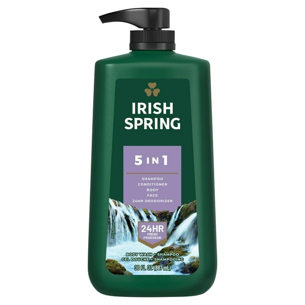 Jual Irish Spring 5 in 1 shampoo conditioner body face wash 24 h deo ...