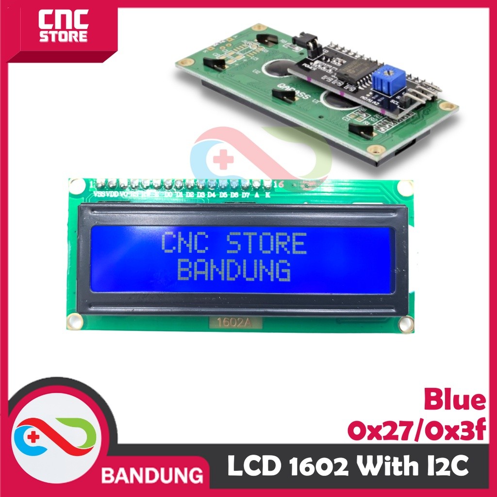 Jual LCD 1602 CHAR BLUE BACKLIGHT WITH I2C SERIAL INTERFACE MODULE | Shopee Indonesia