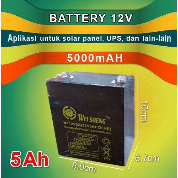 Jual Batre/Baterai/Battery Aki 12V 5A/5000 Mah Rechargeable New 100 % ...