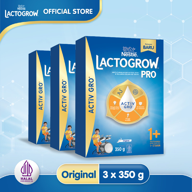 Jual Nestle LACTOGROW PRO 1+ / LACTOGROW 3 dengan ACTiVGRO Susu Plain Box - 350g x 3 [1-3 tahun ...