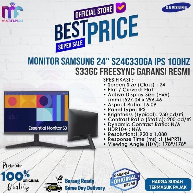 Jual Monitor Samsung 24" S24C310 Essential 75Hz IPS FreeSync Garansi ...