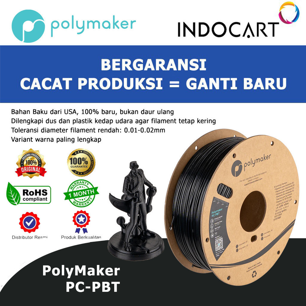 Jual INDOCART 3D Printer FILAMENT PolyMaker PC PBT PolyCarbonate Blend 1.75mm 1kg | Shopee Indonesia
