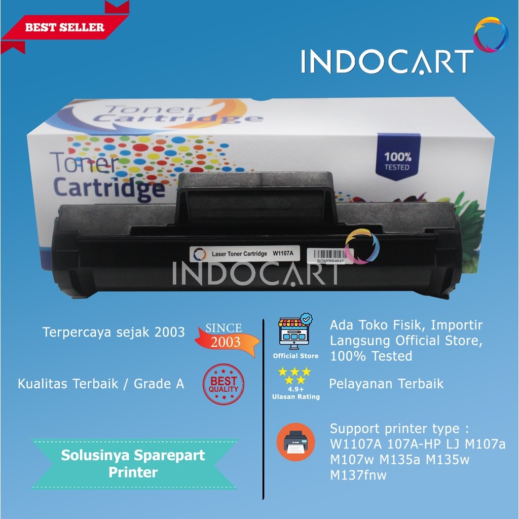 Jual IndoCart Toner Cartridge Compatible W1107A 107A-HP M107 M135 M137 ...