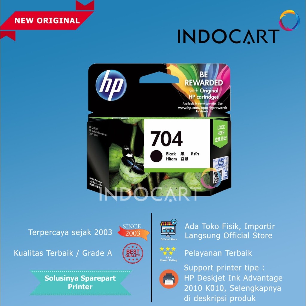 Jual IndoCart Ink Cartridge HP-704 HP 704 Black Tri Color Original ...