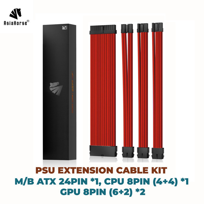 Jual ASIAHORSE PSU Extension Cable Kit 18AWG Super Red Premium Quality ...