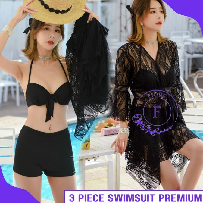 Jual Pakaian Renang Pantai Swimsuit 3 Piece Bagian Wanita Tiga Potong Bikini Belahan Seksi ...