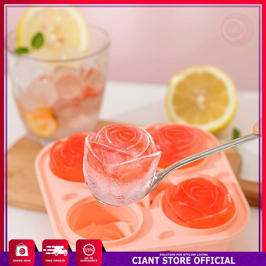 Jual CETAKAN BATU ES KUE GAMBAR 3D ROSE BUNGA MAWAR ICE CUBE ...