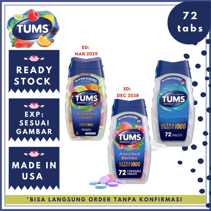 Jual Tums Tropical Fruit Ultra Strength 1000 72ct Obat Maag Heartburn ...