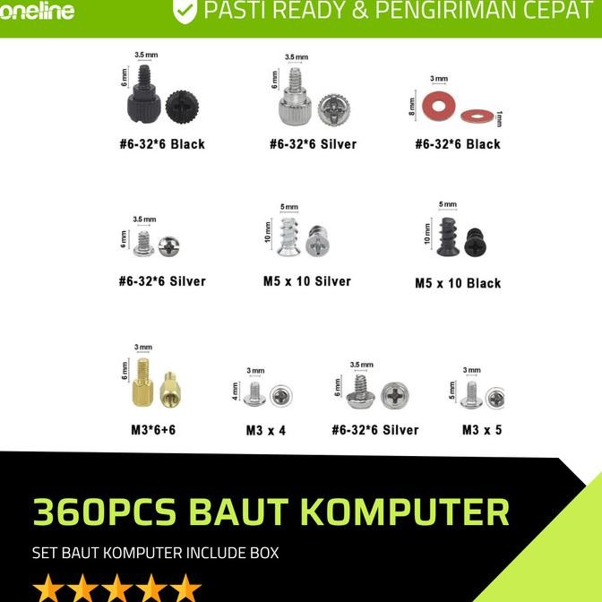 Jual Baut - 360 Pcs Baut Komputer | 1 Set Lengkap Sekrup Baut Pc ...