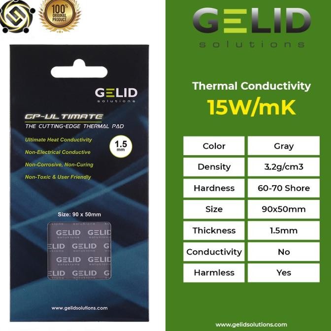 Jual NEW GELID Solutions GP-ULTIMATE Thermal Pad 1,5mm 15W/mK 90x50x1.5mm | Shopee Indonesia