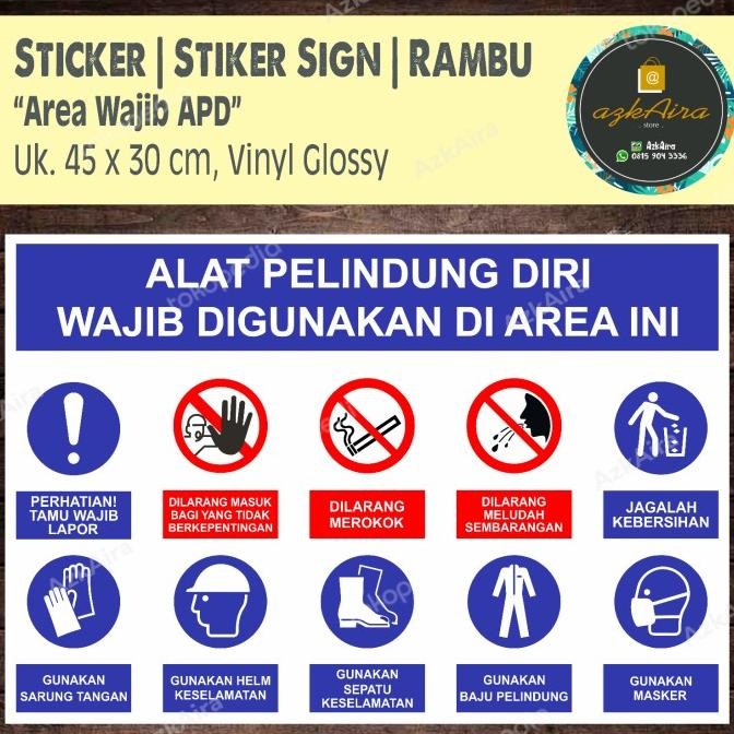 Jual Tersedia Sticker Stiker Safety Sign K3 Area Wajib APD - Uk. 30x 45 cm | Shopee Indonesia
