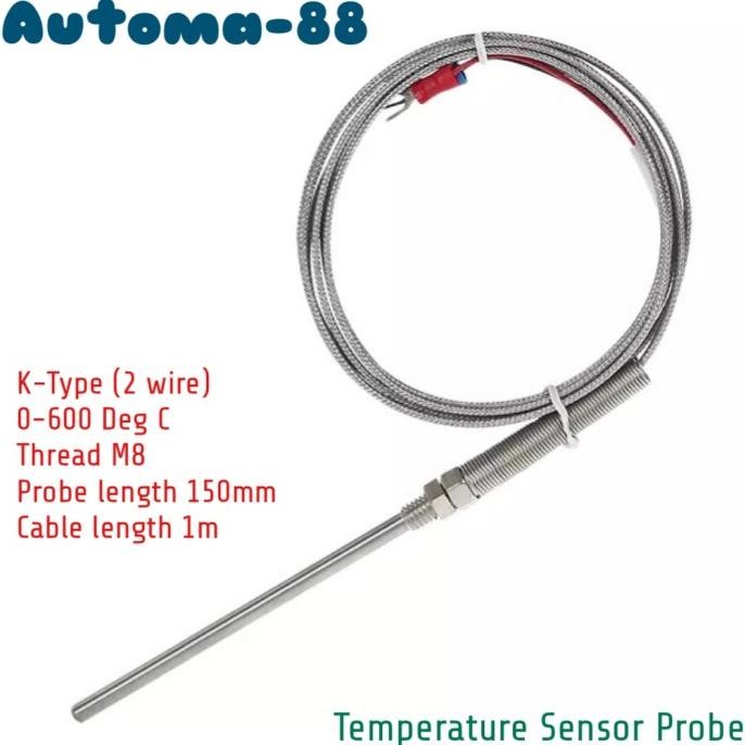 Jual Thermocouple Type-K 150Mm 15Cm Kabel 1M 1 Meter Drat M8 Sensor ...