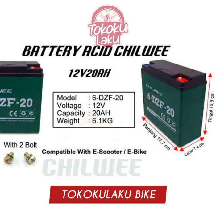 Jual Ready AKI SEPEDA LISTRIK 12V 20AH KERING CHILWEE 6-DZF-20 MURAH | Shopee Indonesia