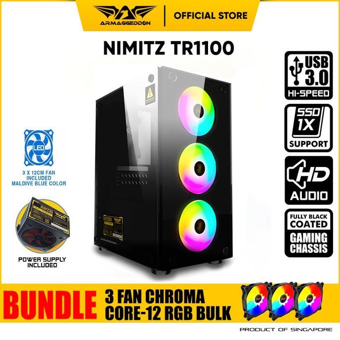 Jual Armaggeddon Nimitz TR1100 Micro ATX Gaming Case With PSU & Cooling ...