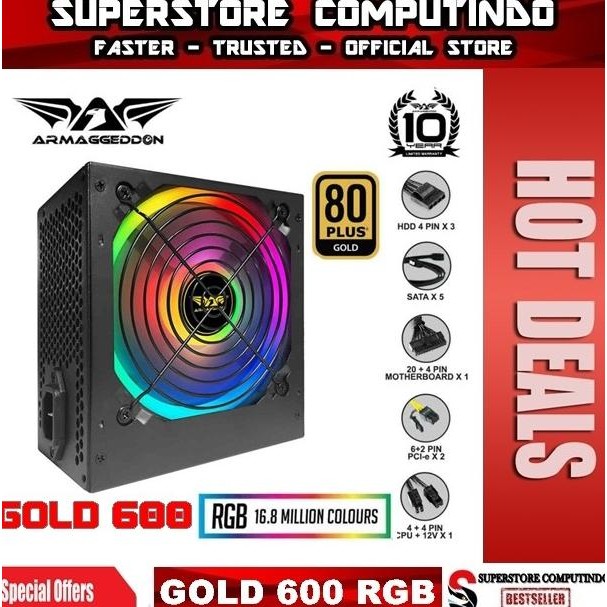 Jual POWER SUPPLY PSU ARMAGGEDDON VOLTRON GOLD 600 RGB 600 WATT ORIGINAL DAN TERPERCAYA | Shopee ...