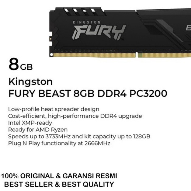 Jual RAM KOMPUTER FURRY BEAST 8GB KF432C16BB/8 DDR4 Good Quality ...