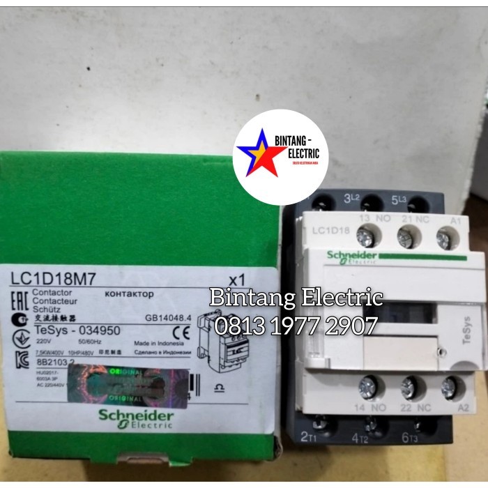 Jual Kontaktor / Contactor Lc1D18 M7 3P / 3 Phase 220V Merk Schneider | Shopee Indonesia