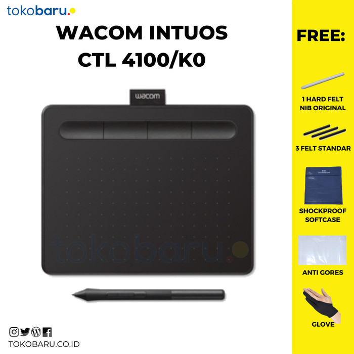 Jual Wacom intuos ctl-4100/K0 4096 pressure level bonus lengkap | Shopee Indonesia