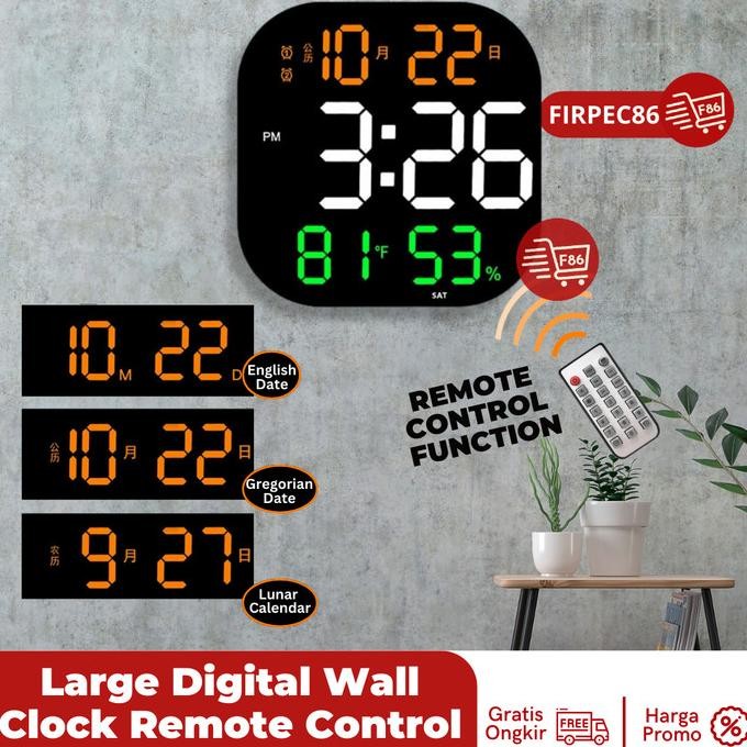 Jual Jam Dinding Digital LED Layar Besar dan Remote Control Dekorasi ...