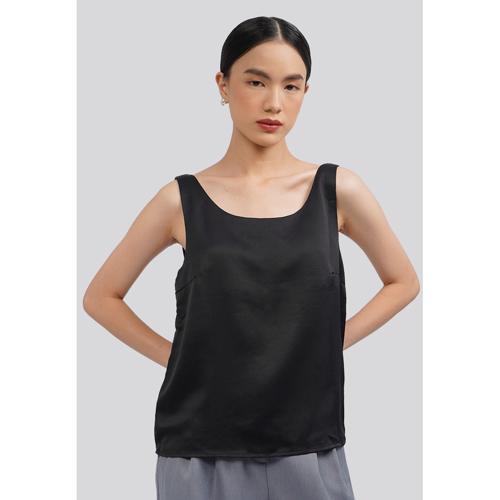 Jual Executive Scoop Neck Sleeveless Top Black | Shopee Indonesia