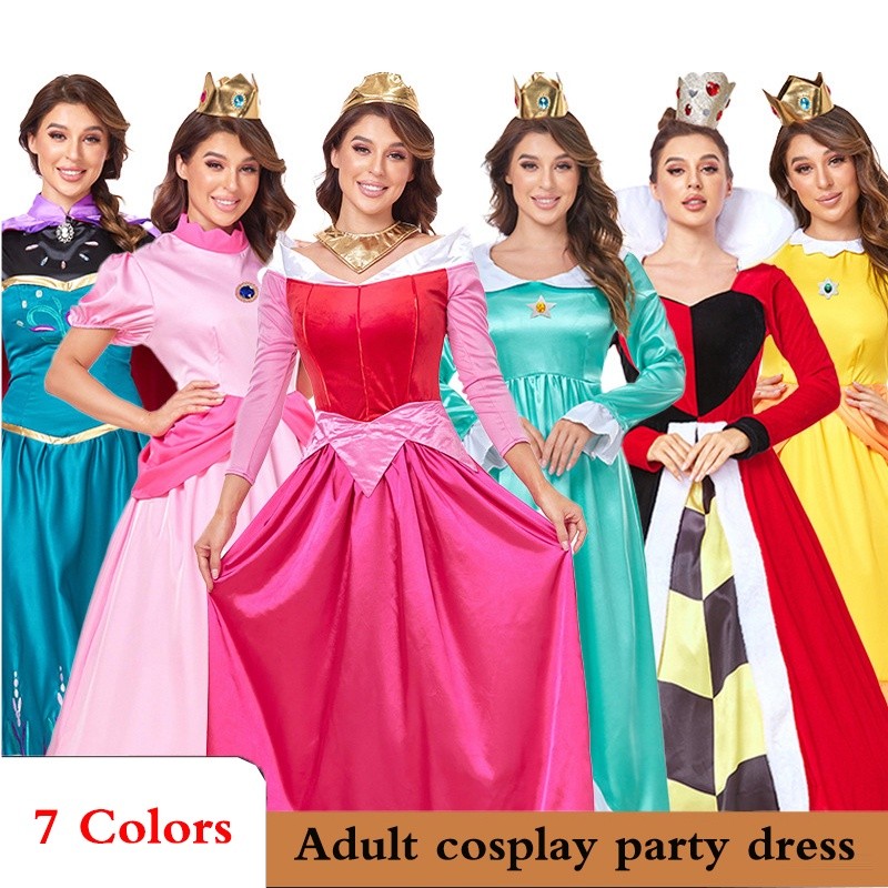 Jual Kostum Halloween Elsa Anna Peach Cinderella Gaun Putri Dewasa Kostum Ratu Hati Dewasa