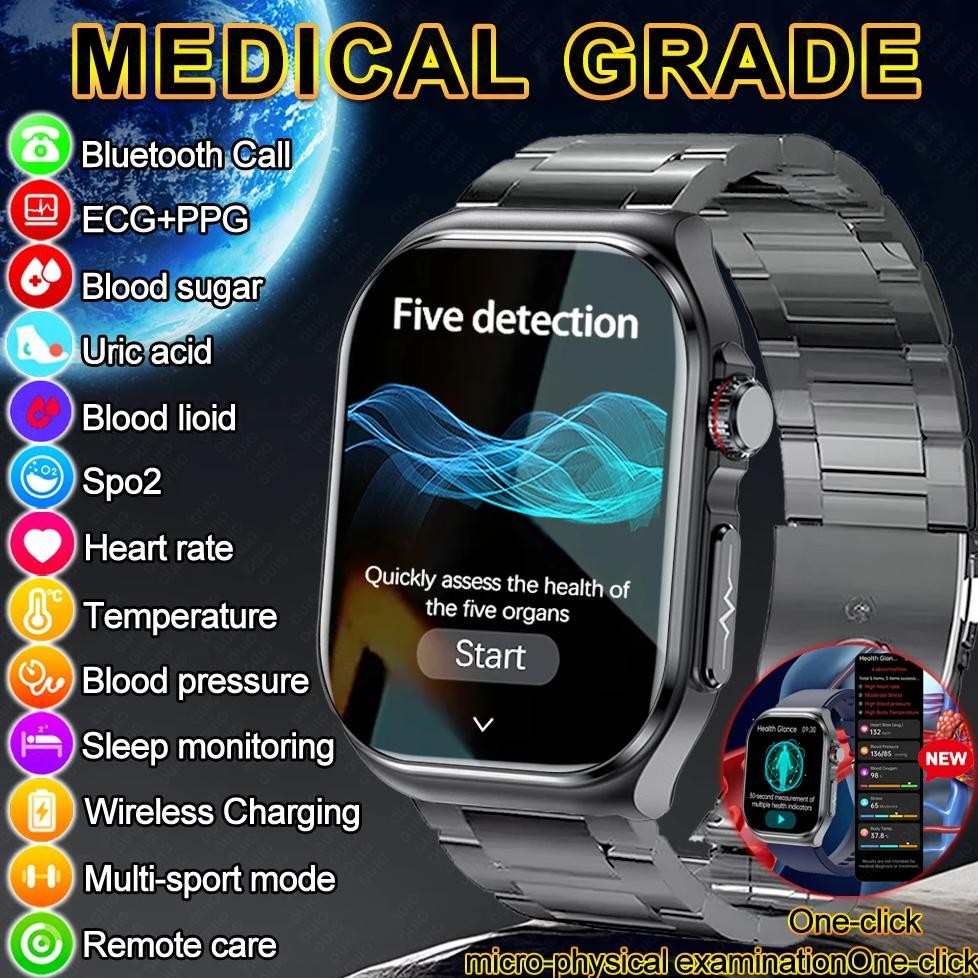 Jual 2025 New Medical Grade Smart Watch Blood Sugar Blood Lipid Uric Acid ECG+PPG Body ...