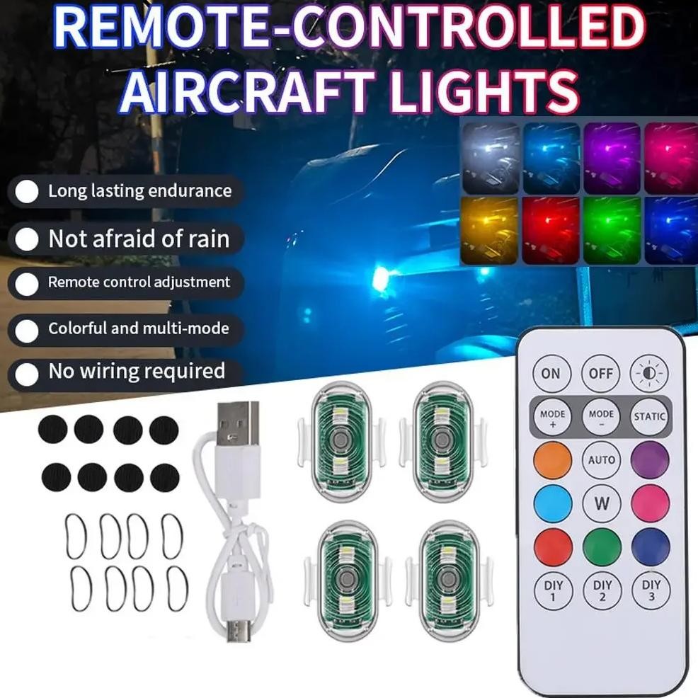 Jual universal motorcycle wireless rgb led flash light waterproof with ...