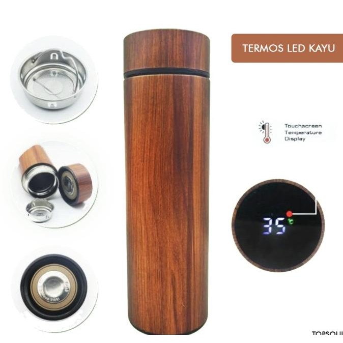 Jual Termos LED KAYU Temperatur Suhu Botol Vacuum Tumbler Termometer ...