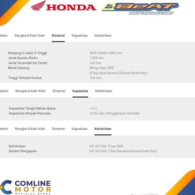 Jual Comline-Sepeda Motor All New Honda Beat Deluxe Smart Key (Lc) | Shopee Indonesia