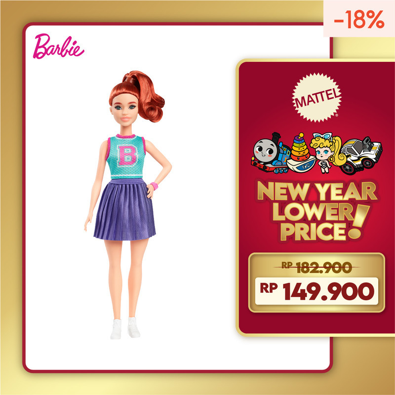 Jual Barbie Fashionistas Red Hair Wearing Sporty Jersey Top - Mainan ...