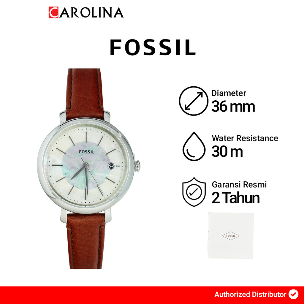 Jual Jam Tangan Wanita FOSSIL Jacqueline ES5090 White MOP Dial Brown ...
