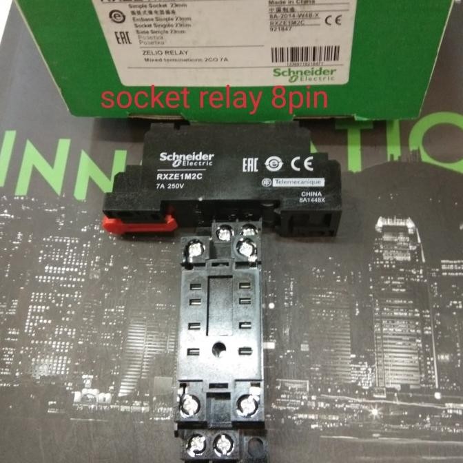 Jual Promo Schneider Socket kaki relay 8 lobang pin pipih RXZE1M2C DIN RAIL COD | Shopee Indonesia