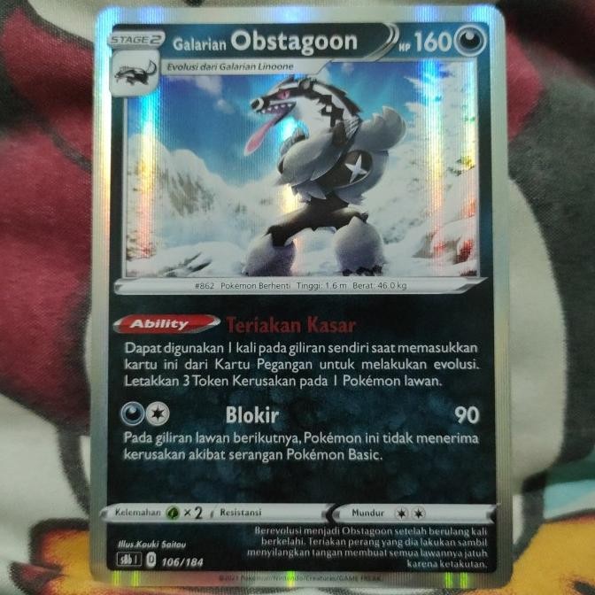 Jual Pokemon TCG Indonesia Galarian Obstagoon S8b 106/184 R Foil | Shopee Indonesia