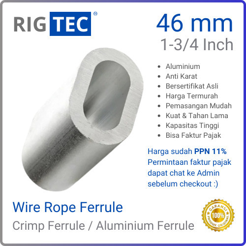 Jual Wire Rope Ferrule / Crimp Ferrule 1-3/4 Inch 46 mm Aluminium ...