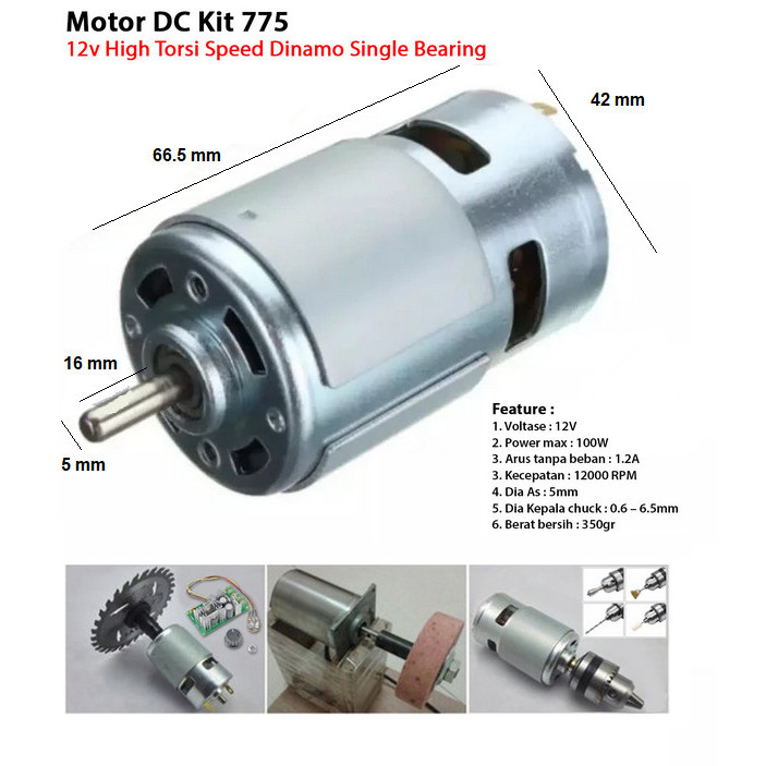 Jual Motor DC 775 12v High Torsi Speed Dinamo Mesin Power Tools Fan Motor | Shopee Indonesia