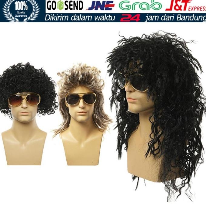 Jual Wig Kribo Hitam Gaya Rock Punk Pria Panjang Cosplay Rocker Wig ...