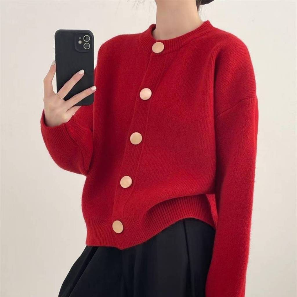 Jual ROSELLA Cardigan Korea Merah/Cardigan Rajut Korea Style/Baju ...