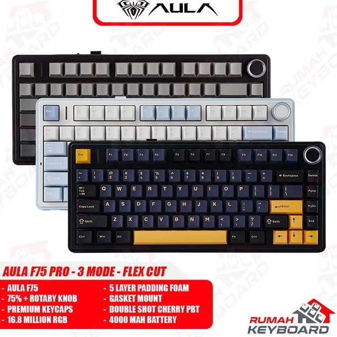 Jual Mechanical Keyboard - Aula F75 - 75% Compact - 3 Mode - Gaske ...