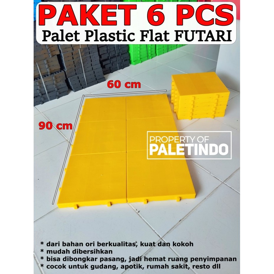 Jual PAKET 6 PCS Palet Plastik FLAT SURFACE Untuk Gudang, Apotik, Rumah Sakit & Resto FUTARI 30 ...